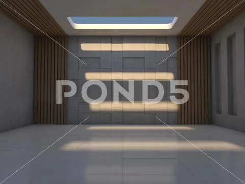 Abstract modern architecture background, open space. 3D illustration ...