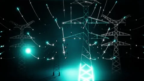 abstract modern transmission towers anim... | Stock Video | Pond5