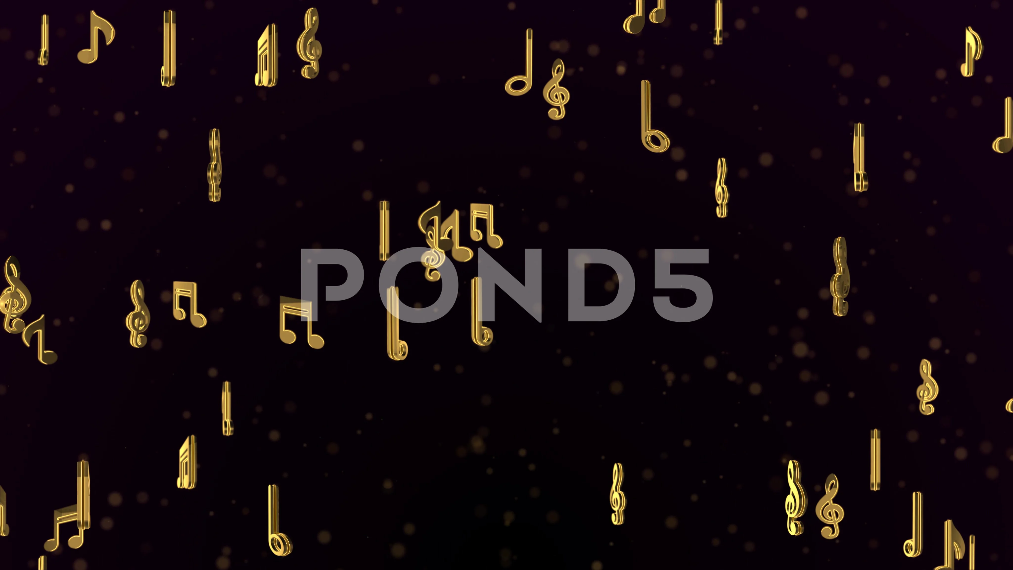 Gold Music Notes Moving