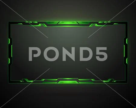Abstract neon green border stream overlay gui screen panel: Royalty ...
