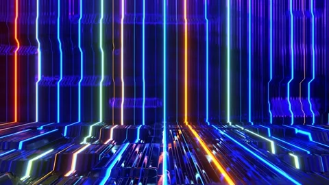abstract neon lights in a futuristic tec... | Stock Video | Pond5