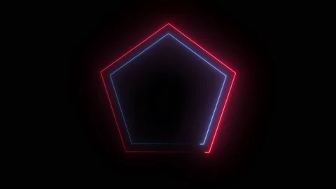 Abstract neon pentagon shape on black ba... | Stock Video | Pond5