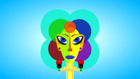Abstract painted girl head with multi-co... | Stock Video | Pond5