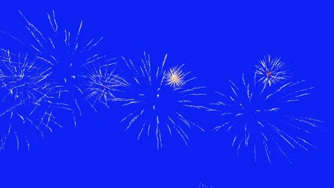 Abstract Real Firework on blue screen ch... | Stock Video | Pond5