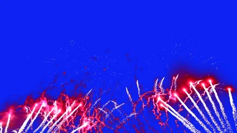 Abstract Real Firework on blue screen ch... | Stock Video | Pond5