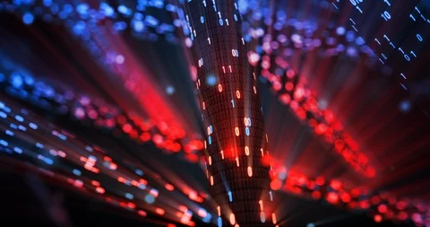 Abstract red and blue hacking digital bi... | Stock Video | Pond5