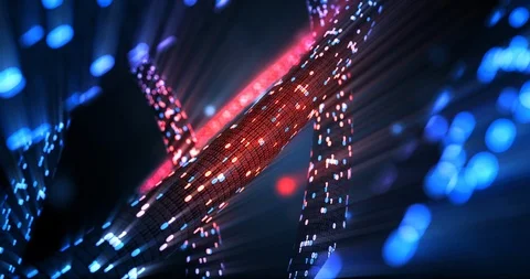 Abstract red and blue hacking digital bi... | Stock Video | Pond5