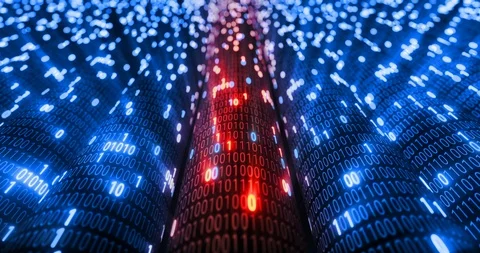 Abstract red and blue hacking digital bi... | Stock Video | Pond5