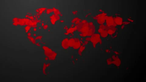 abstract red world map, moving particles... | Stock Video | Pond5