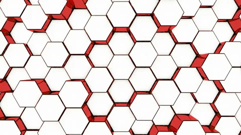 Abstract white and red hexagon animation... | Stock Video | Pond5