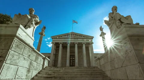 Academy of Athens,greek columns,Plato an... | Stock Video | Pond5