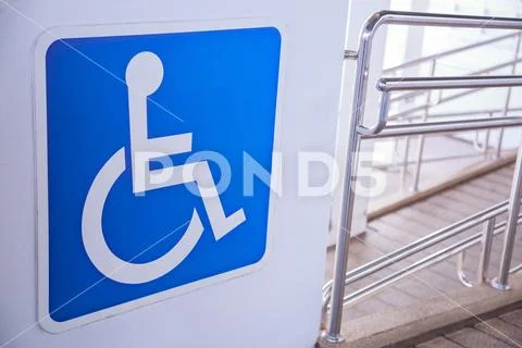 Photograph: Access Ramp Sign for wheelchair ramp, an inclined plane ...