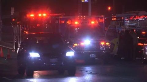 Accident at night in city intersection w... | Stock Video | Pond5