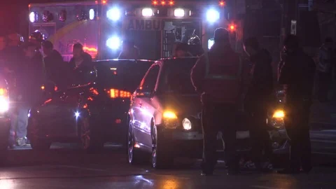 Accident at night in city intersection w... | Stock Video | Pond5