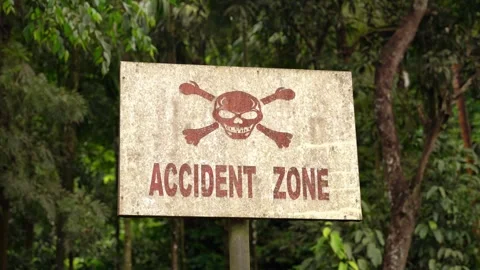 accident zone sign board | Stock Video | Pond5