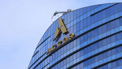 Accor logo on the Accor S.A headquarters... | Stock Video | Pond5