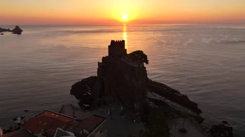 Aci Castello and in the background the C... | Stock Video | Pond5
