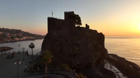 Aci Castello and in the background the C... | Stock Video | Pond5