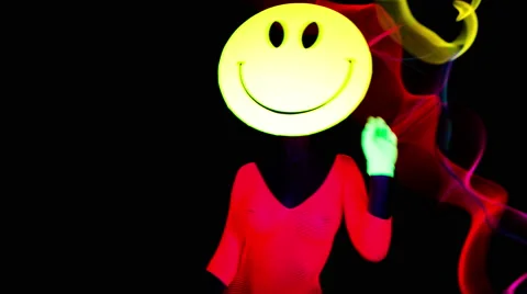 acid smiley emoticon raver woman gogo da... | Stock Video | Pond5