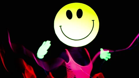 acid smiley emoticon raver woman gogo da... | Stock Video | Pond5