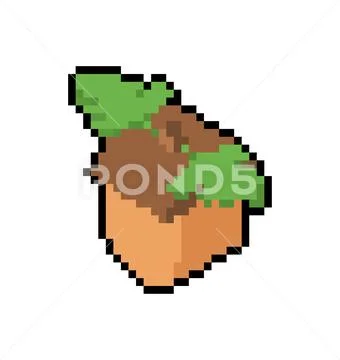Acorn pixel art isolated. 8 bit pixelated fruit of the oak tree ...
