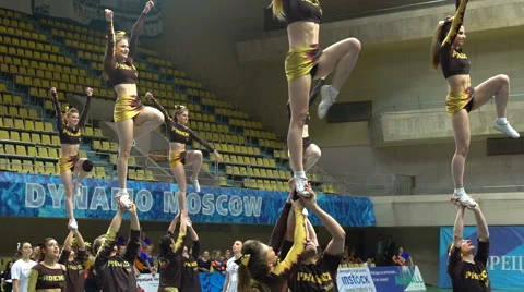 Acrobatic performance of the cheerleadin... | Stock Video | Pond5