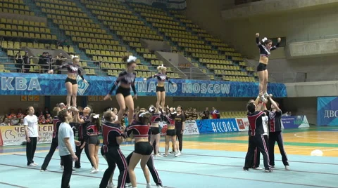 Acrobatic performance of the cheerleadin... | Stock Video | Pond5