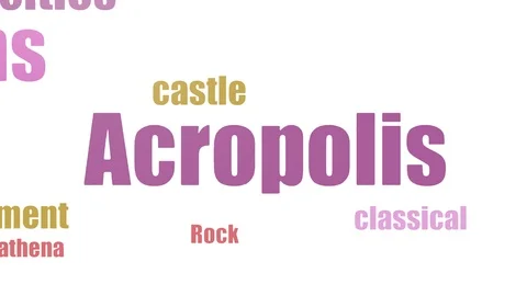 Acropolis Word Cloud Animated On White B... | Stock Video | Pond5