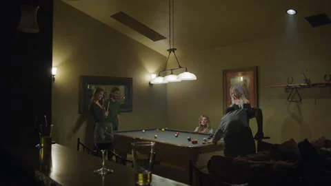 From Across the Bar Friends Play Pool Du... | Stock Video | Pond5