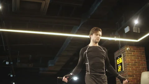 Active boxer using jump rope on boxing r... | Stock Video | Pond5