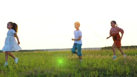 Active children with happy parents run e... | Stock Video | Pond5