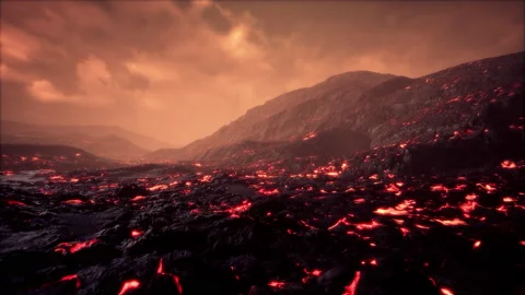 Active volcano eruption and lava flow in... | Stock Video | Pond5