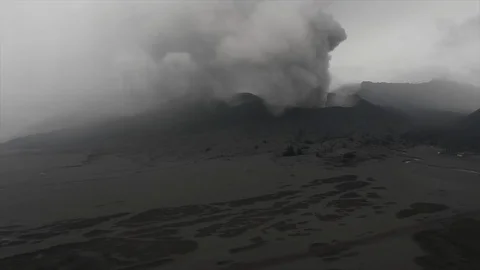 Active Volcano Eruption Smoke and Ash on... | Stock Video | Pond5