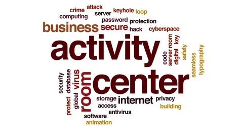 Activity center animated word cloud. Kin... | Stock Video | Pond5
