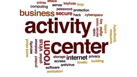 Activity center animated word cloud. Kin... | Stock Video | Pond5