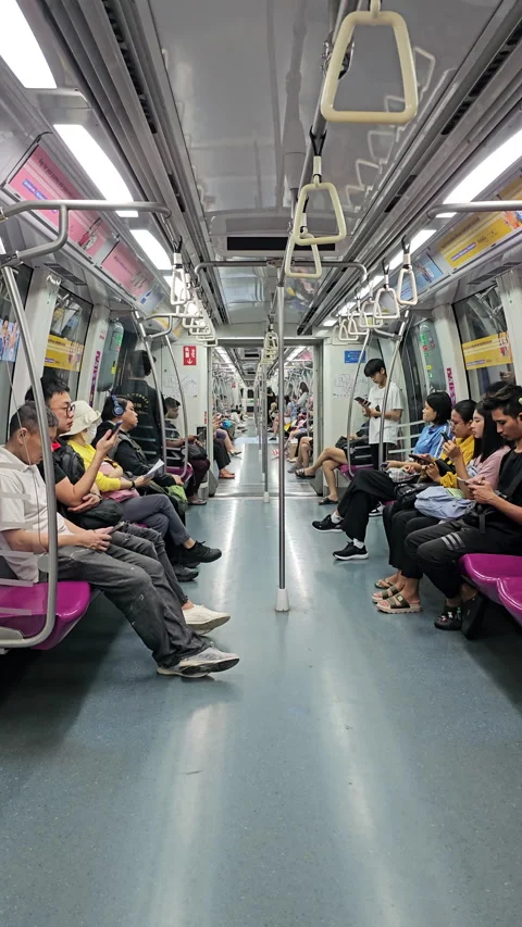 Activity inside MRT and on the MRT platf... | Stock Video | Pond5