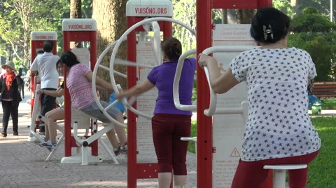 Activity, outdoor gym, Vietnamese people... | Stock Video | Pond5