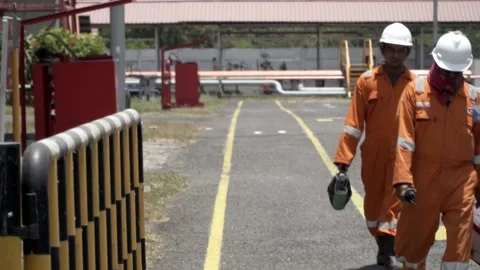 Activity of Pertamina employees at onsho... | Stock Video | Pond5