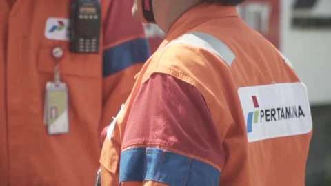 Activity of Pertamina employees at onsho... | Stock Video | Pond5