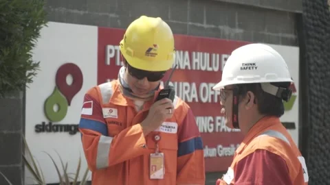 Activity of Pertamina employees at onsho... | Stock Video | Pond5