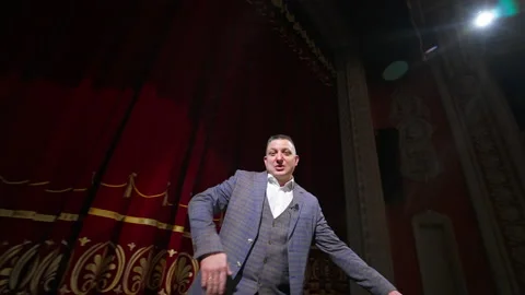 Actor man speaking and dancing on stage.... | Stock Video | Pond5