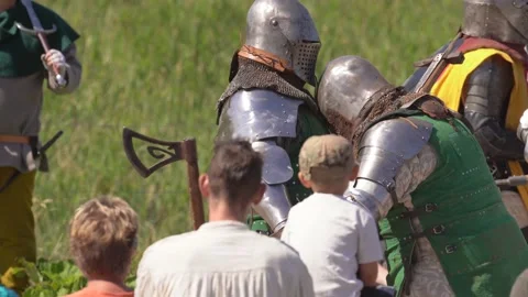Actors Dressed Up As Medieval Knight Fig... | Stock Video | Pond5