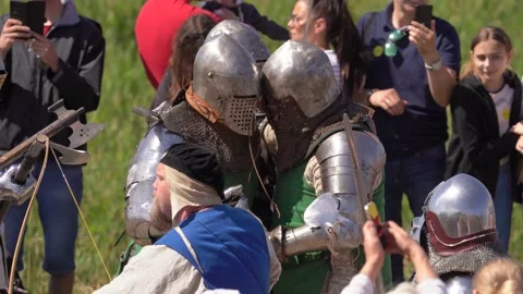 Actors Dressed Up As Medieval Knight Fig... | Stock Video | Pond5