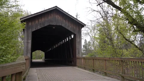 Ada covered bridge wooden bridge in Ada ... | Stock Video | Pond5