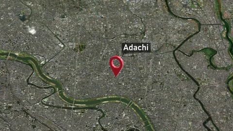 Adachi City Map Zoom (Japan) from Space ... | Stock Video | Pond5