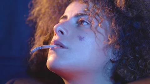 addicted stoned woman stares into space ... | Stock Video | Pond5