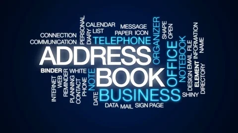 Address book animated word cloud, text d... | Stock Video | Pond5