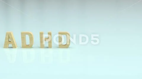 The ADHD wood text on glossy plate for medical content 3d rendering ...