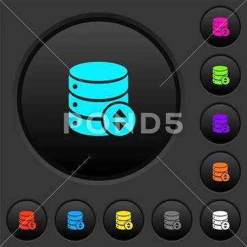 Adjust database value dark push buttons with color icons Illustration #152516480