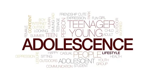 Adolescence animated word cloud, text de... | Stock Video | Pond5